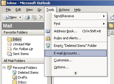Check Existing Account Settings - Microsoft Outlook 2002/2003